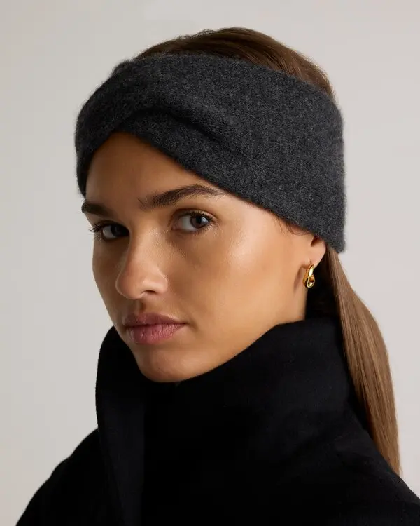 Quince Mongolian Cashmere Twist Headband - Charcoal