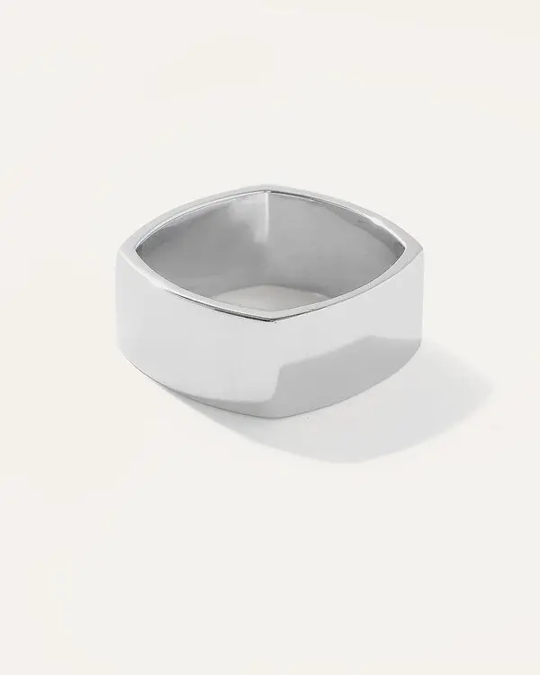 Quince Square Cigar Band Ring - Sterling Silver