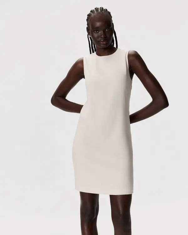 Quince Fluid Crepe Sleeveless Shift Dress - Sand