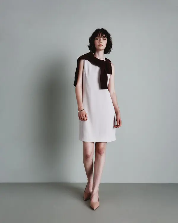 Quince Fluid Crepe Sleeveless Shift Dress - Sand
