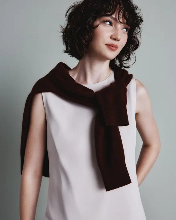 Quince Fluid Crepe Sleeveless Shift Dress - Sand