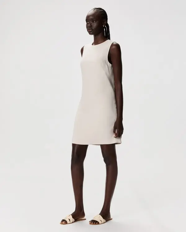 Quince Fluid Crepe Sleeveless Shift Dress - Sand