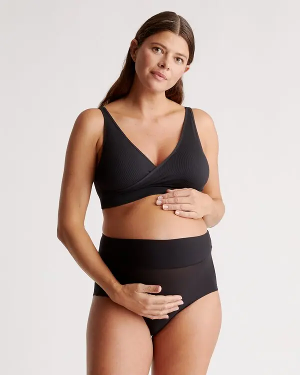 Quince Seamless Crossover Nursing & Lounge Bra - Black