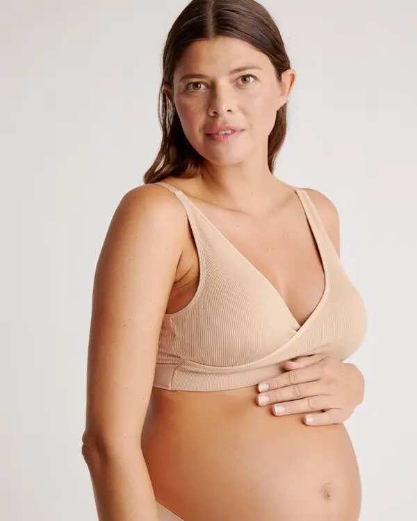 Quince Seamless Crossover Nursing & Lounge Bra - Sand