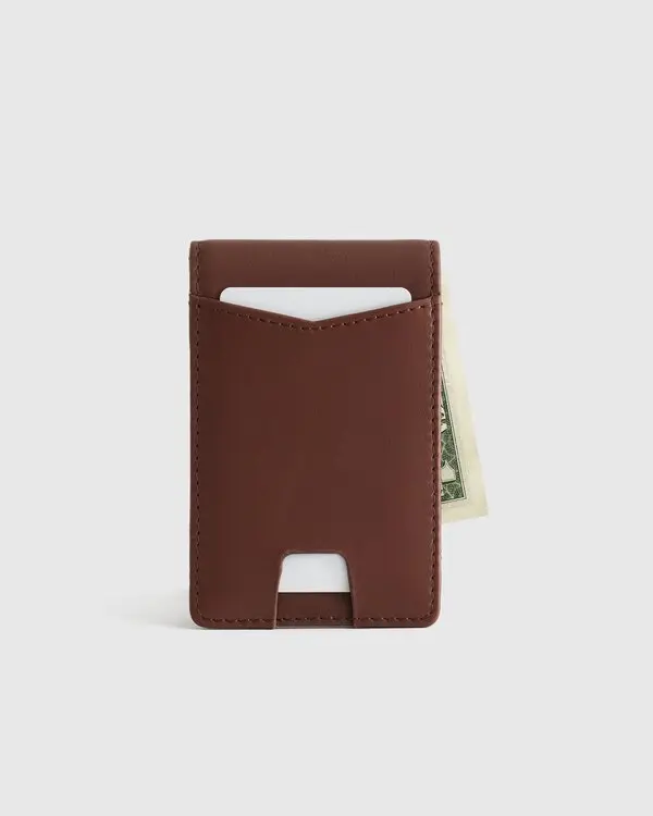 Quince Italian Leather Money-clip Wallet - Chocolate Brown