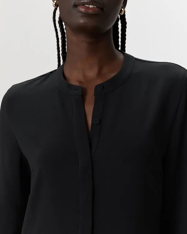 Quince Fluid Crepe Shirt Dress