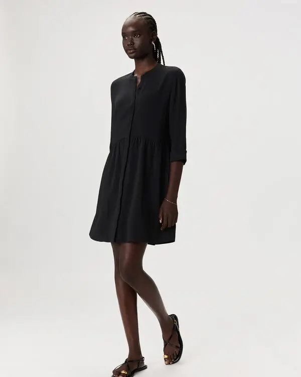 Quince Fluid Crepe Shirt Dress