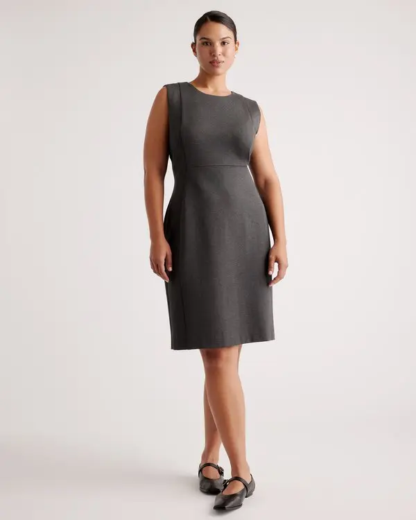 Quince Ultra-stretch Ponte Sleeveless Dress - Charcoal