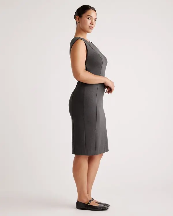 Quince Ultra-stretch Ponte Sleeveless Dress - Charcoal