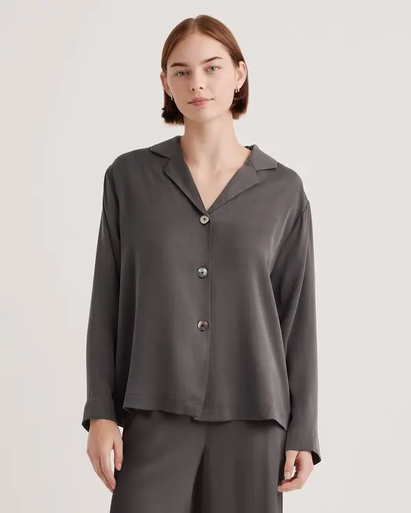 Quince Pajama Long Sleeve Top - Charcoal