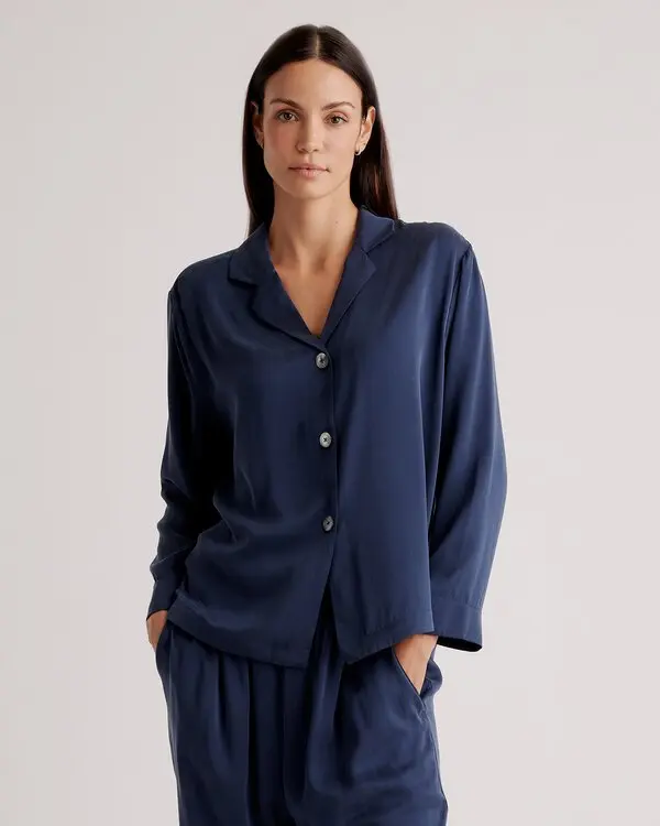 Quince Pajama Long Sleeve Top - Indigo