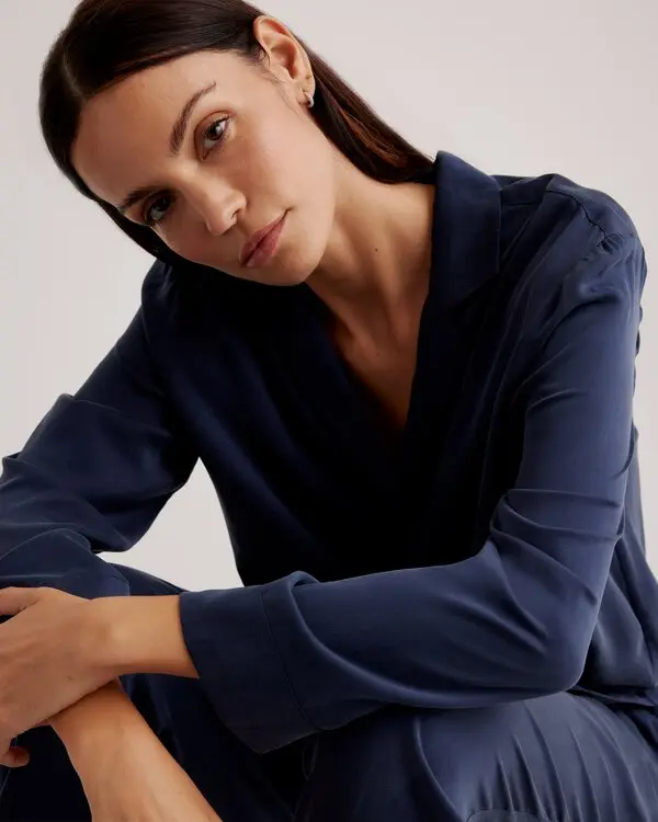 Quince Pajama Long Sleeve Top - Indigo