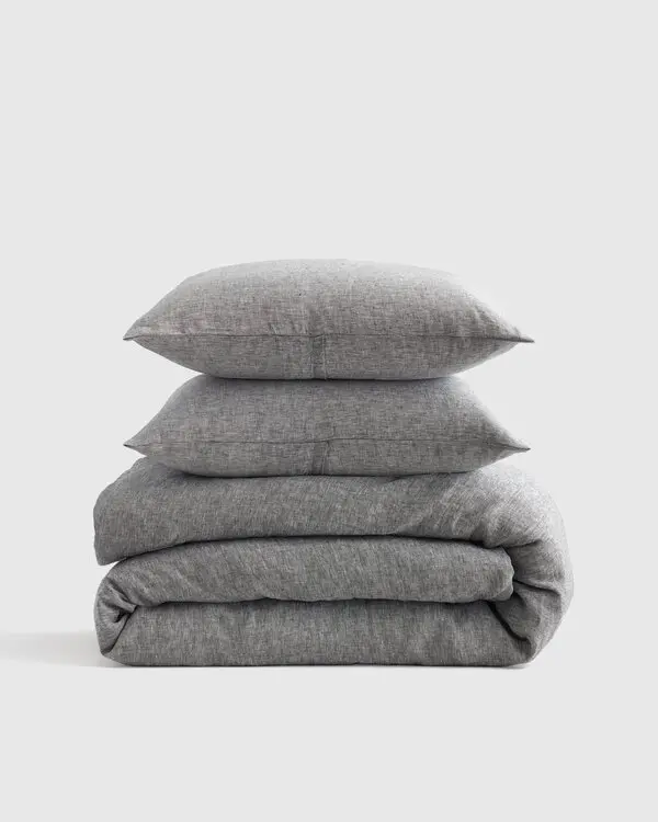Quince European Linen Chambray Duvet Cover Set - Charcoal