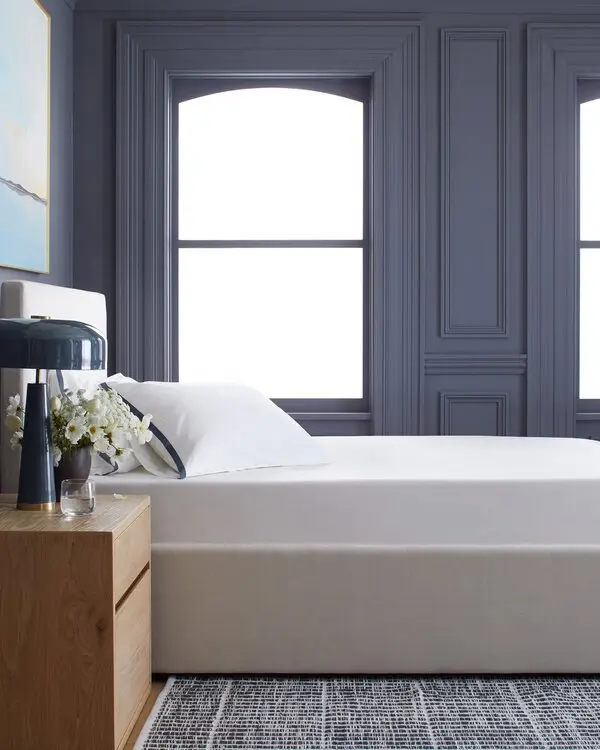 Quince Luxury Organic Sateen Border Pillowcase Set - White/nightfall