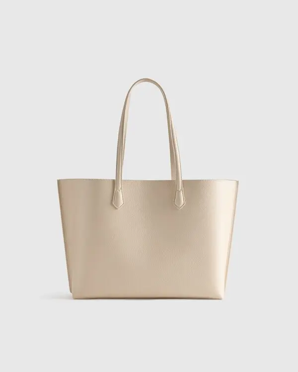 Quince Italian Leather Triple Compartment Shopper Tote - Soft Ivory