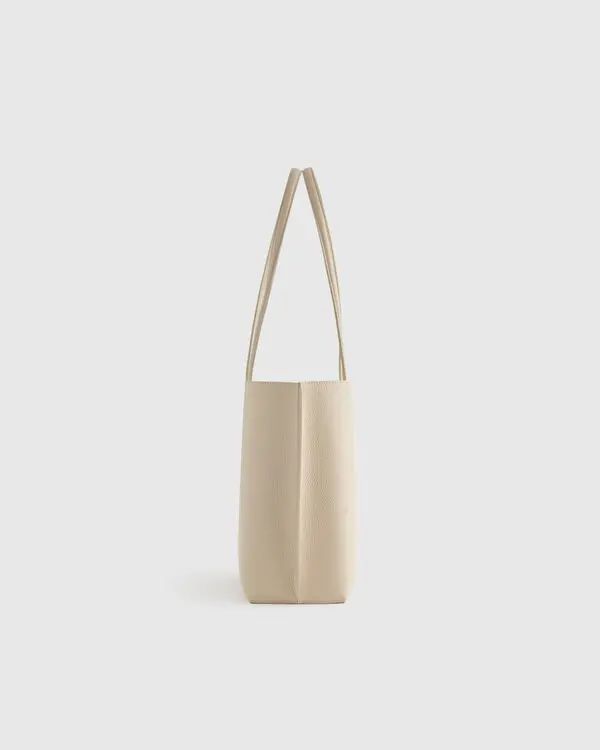 Quince Italian Leather Triple Compartment Shopper Tote - Soft Ivory