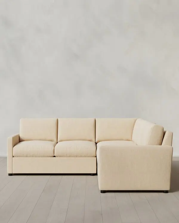 Quince Brennan L Sectional In Performance Chenille Linen Blend - Eggshell