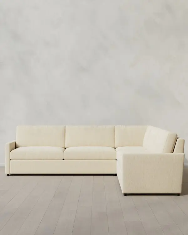 Quince Brennan L Sectional In Performance Chenille Linen Blend - Eggshell