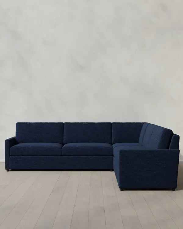 Quince Brennan L Sectional In Performance Chenille Linen Blend - Ink