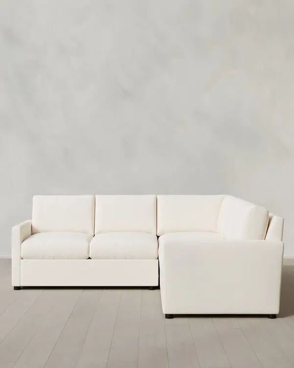 Quince Brennan L Sectional In Performance Chenille Linen Blend - Marshmallow