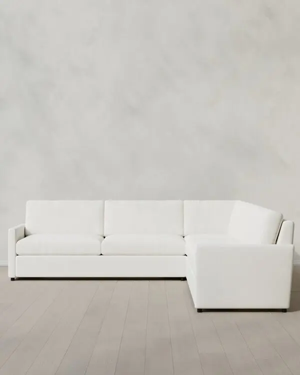 Quince Brennan L Sectional In Performance Chenille Linen Blend - Marshmallow