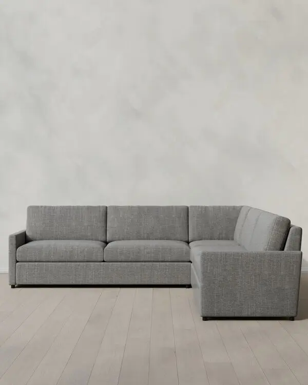 Quince Brennan L Sectional In Performance Chenille Linen Blend - Slate