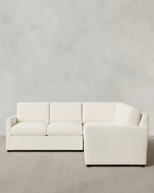 Quince Brennan L Sectional In Performance Chenille Linen Blend - Snow