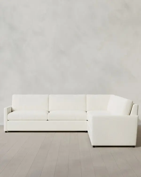 Quince Brennan L Sectional In Performance Chenille Linen Blend - Snow