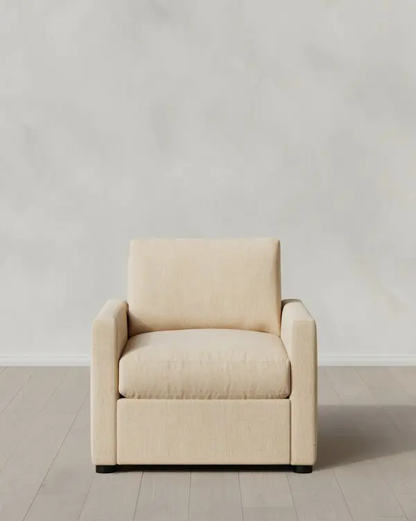 Quince Brennan Accent Chair In Performance Chenille Linen Blend - Eggshell