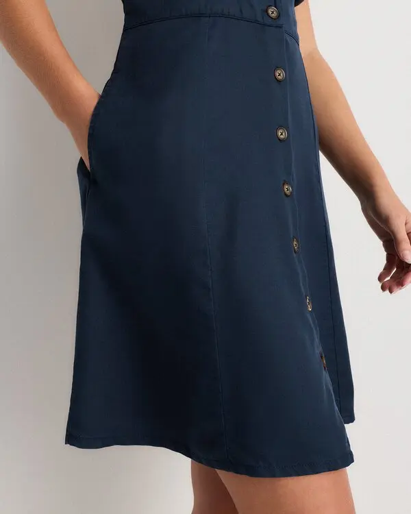 Quince Vintage Wash Tencel Button Front Dress - Midnight Blue
