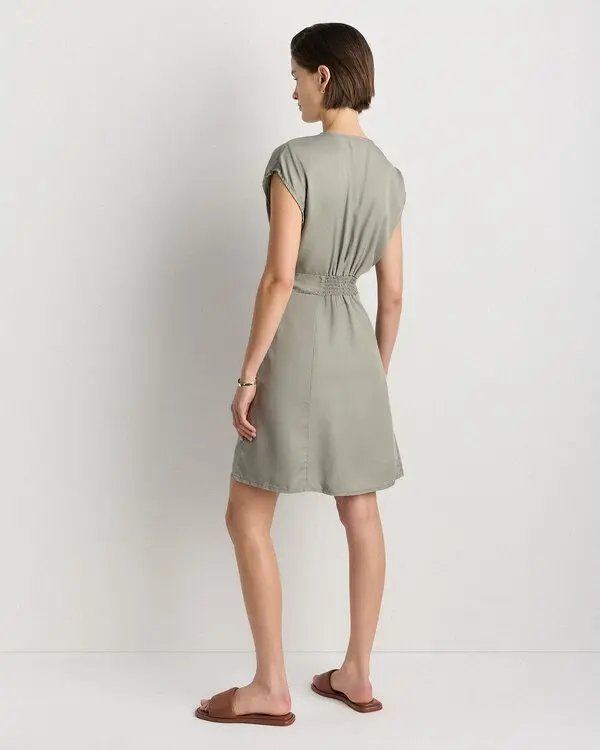 Quince Tencel Button Front Dress - Olive