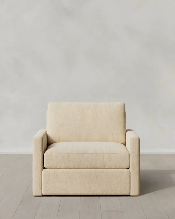 Quince Brennan Swivel Chair In Performance Chenille Linen Blend - Eggshell
