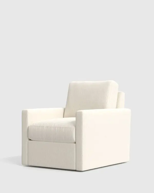 Quince Brennan Swivel Chair In Performance Chenille Linen Blend - Ink