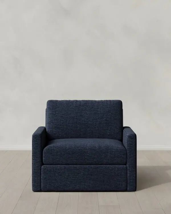 Quince Brennan Swivel Chair In Performance Chenille Linen Blend - Ink
