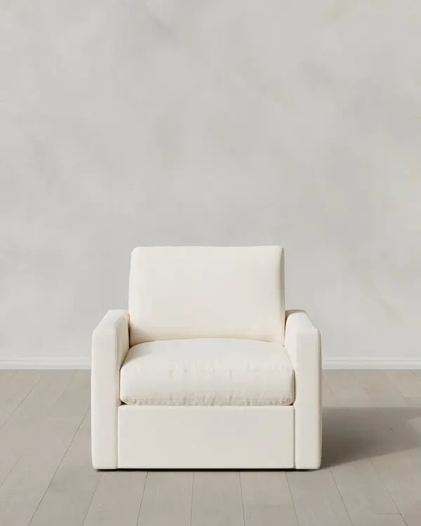 Quince Brennan Swivel Chair In Performance Chenille Linen Blend - Marshmallow