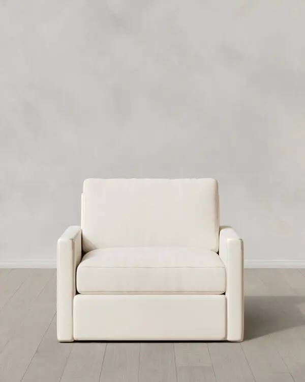 Quince Brennan Swivel Chair In Performance Chenille Linen Blend - Marshmallow