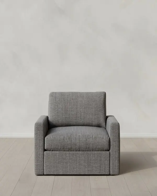 Quince Brennan Swivel Chair In Performance Chenille Linen Blend - Slate