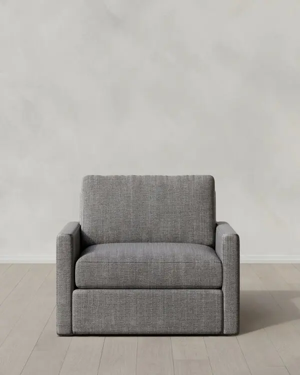 Quince Brennan Swivel Chair In Performance Chenille Linen Blend - Slate