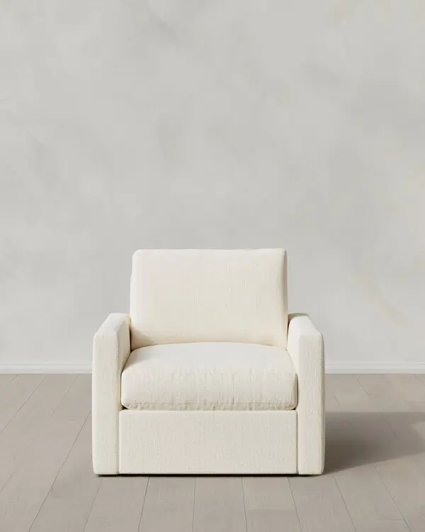 Quince Brennan Swivel Chair In Performance Chenille Linen Blend - Snow