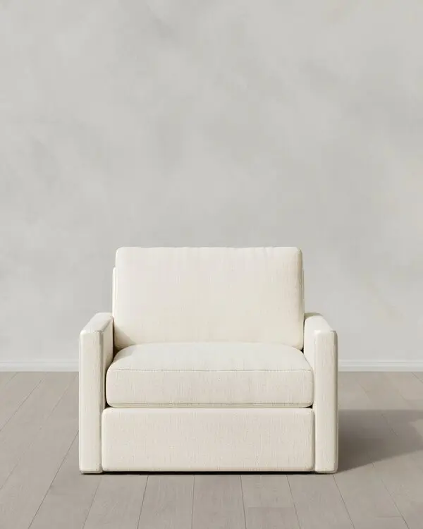 Quince Brennan Swivel Chair In Performance Chenille Linen Blend - Snow