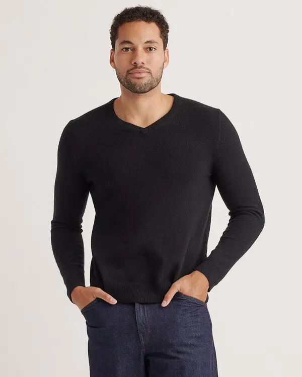 Quince Cashmere V-neck Sweater - Black