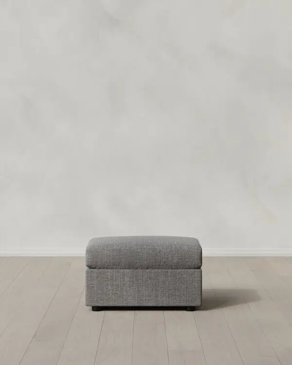 Quince Brennan Ottoman In Performance Chenille Linen Blend - Slate