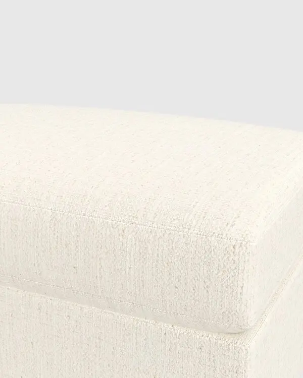 Quince Brennan Ottoman In Performance Chenille Linen Blend - Snow