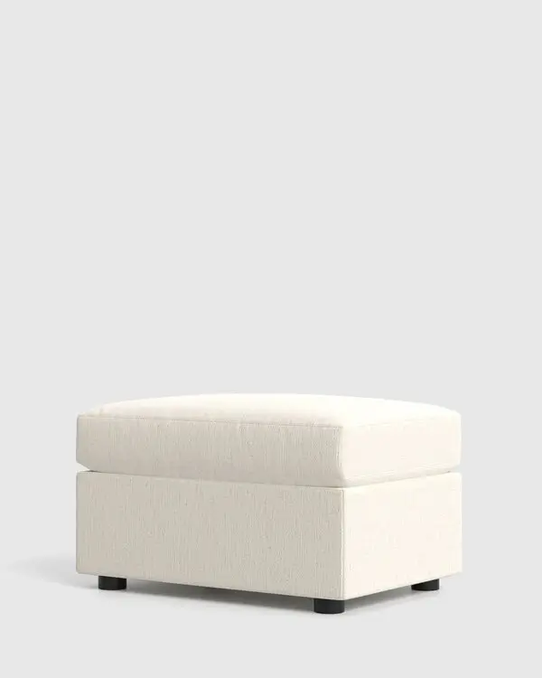Quince Brennan Ottoman In Performance Chenille Linen Blend - Snow