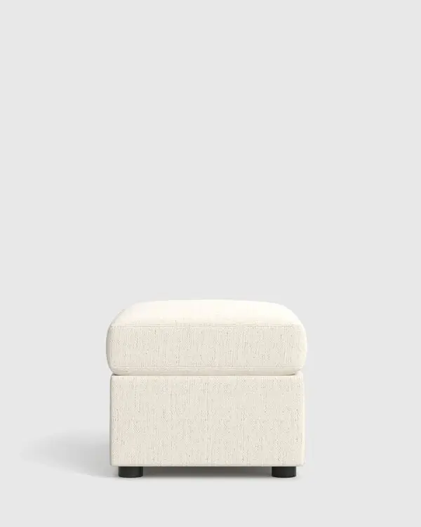 Quince Brennan Ottoman In Performance Chenille Linen Blend - Snow