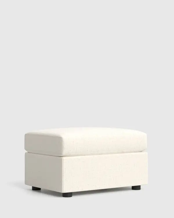 Quince Brennan Ottoman In Performance Chenille Linen Blend - Snow