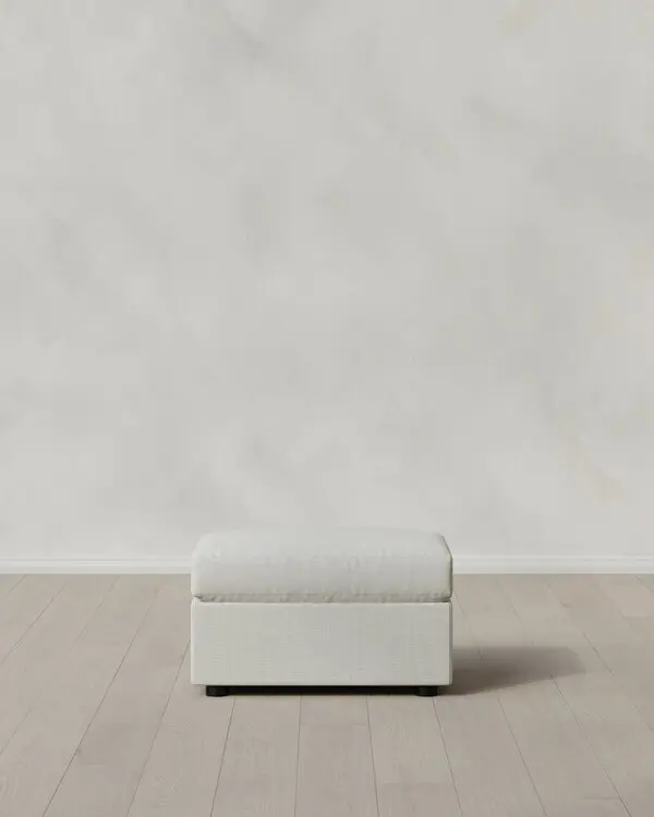 Quince Brennan Ottoman In Performance Chenille Linen Blend - Sorrell