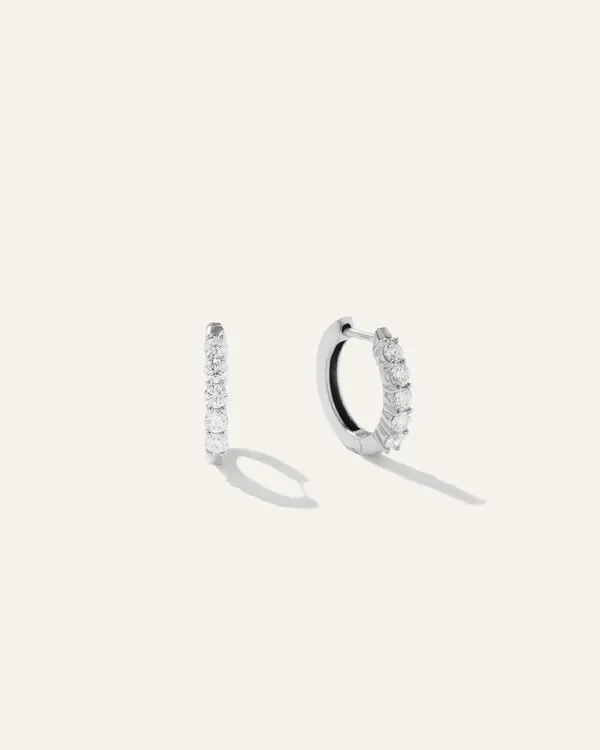 Quince 14k Gold Diamond Huggie Hoop Earrings - White Gold