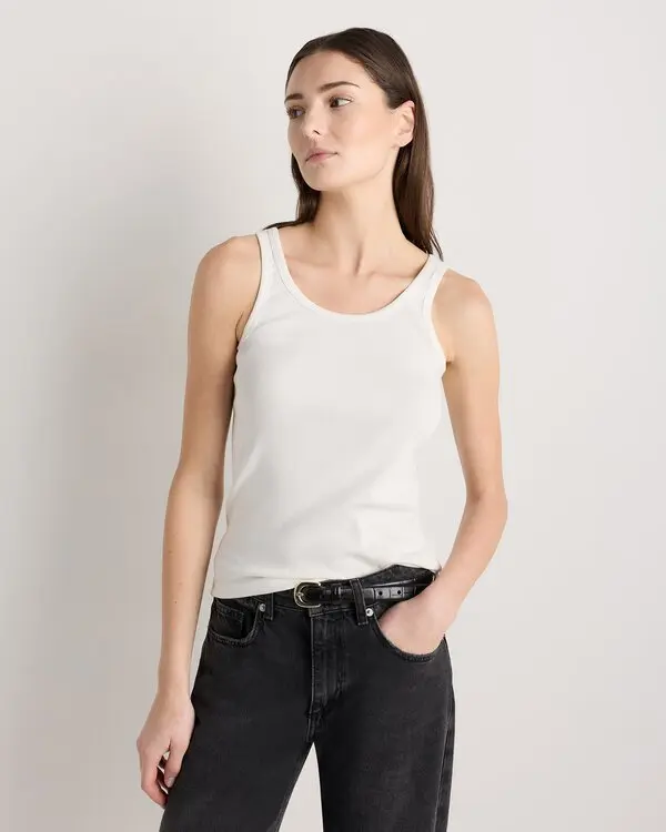 Quince Organic Cotton Micro-ribbed Tank Top - Soft White