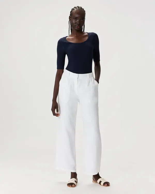 Quince Organic Cotton Micro-rib Elbow Sleeve T-shirt - Deep Navy